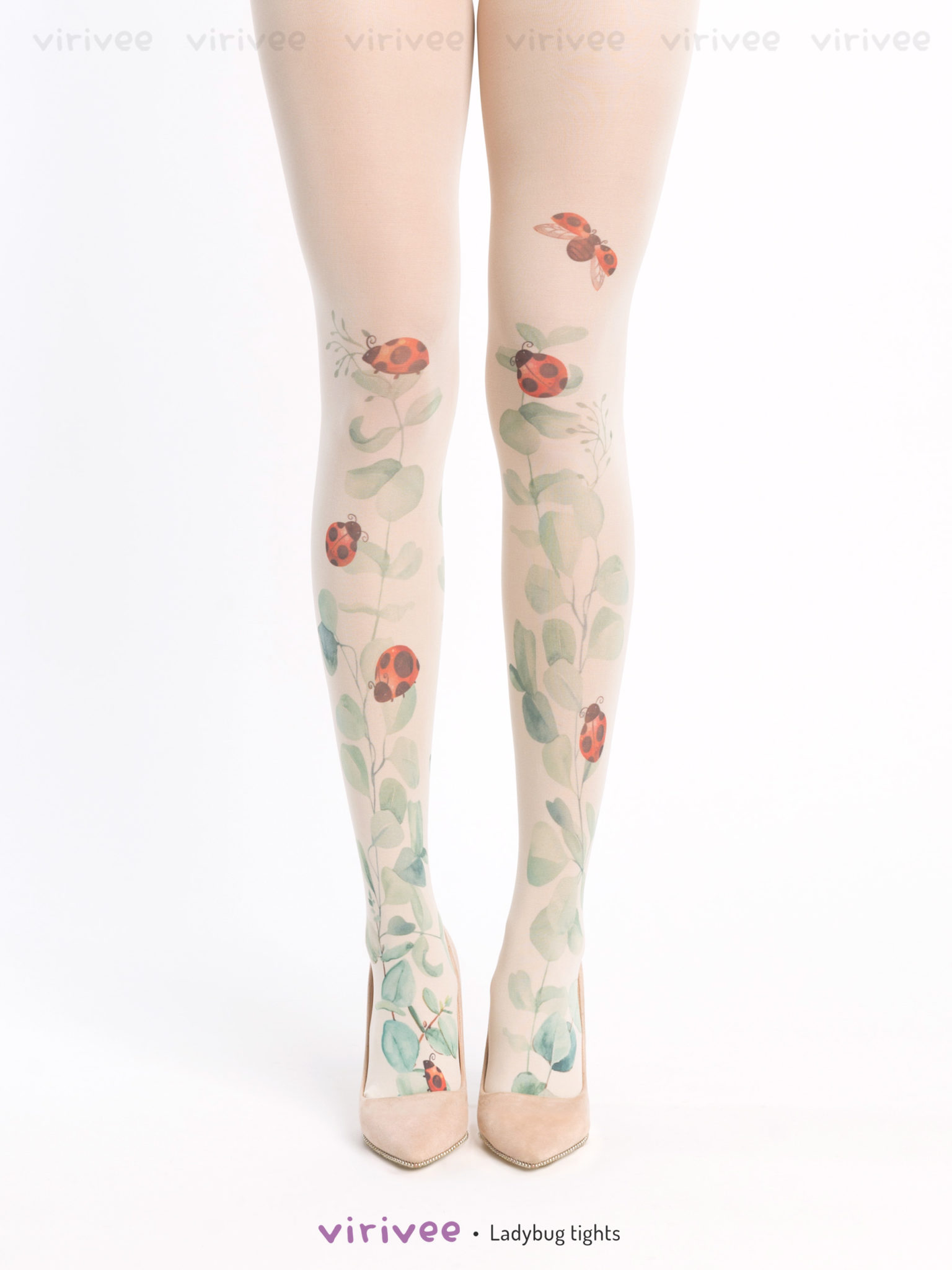 Floral tights with ladybugs – Virivee Tights Webshop – Unique tights ...