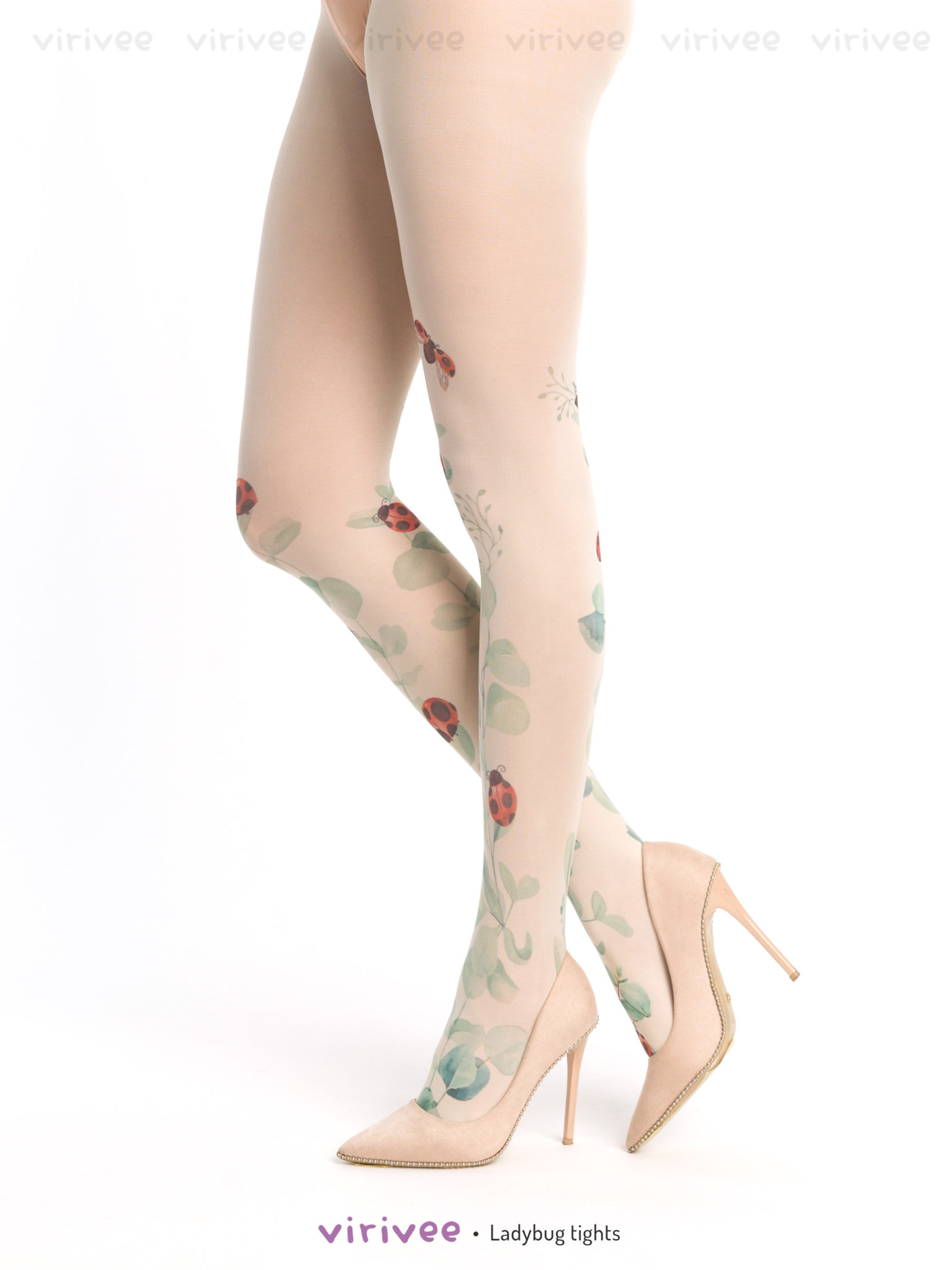 Floral tights with ladybugs – Virivee Tights Webshop – Unique tights ...
