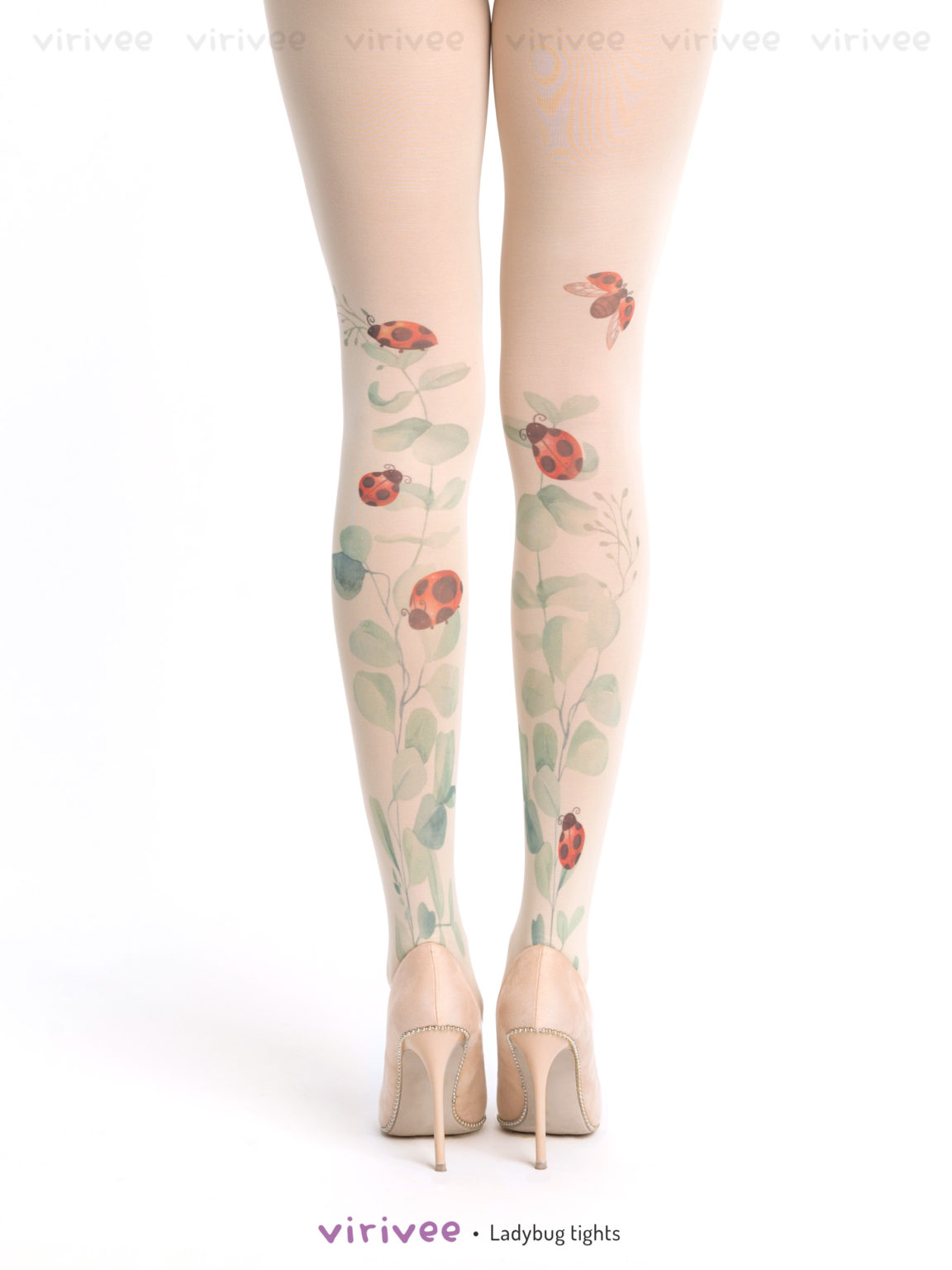 Floral tights with ladybugs – Virivee Tights Webshop – Unique tights ...