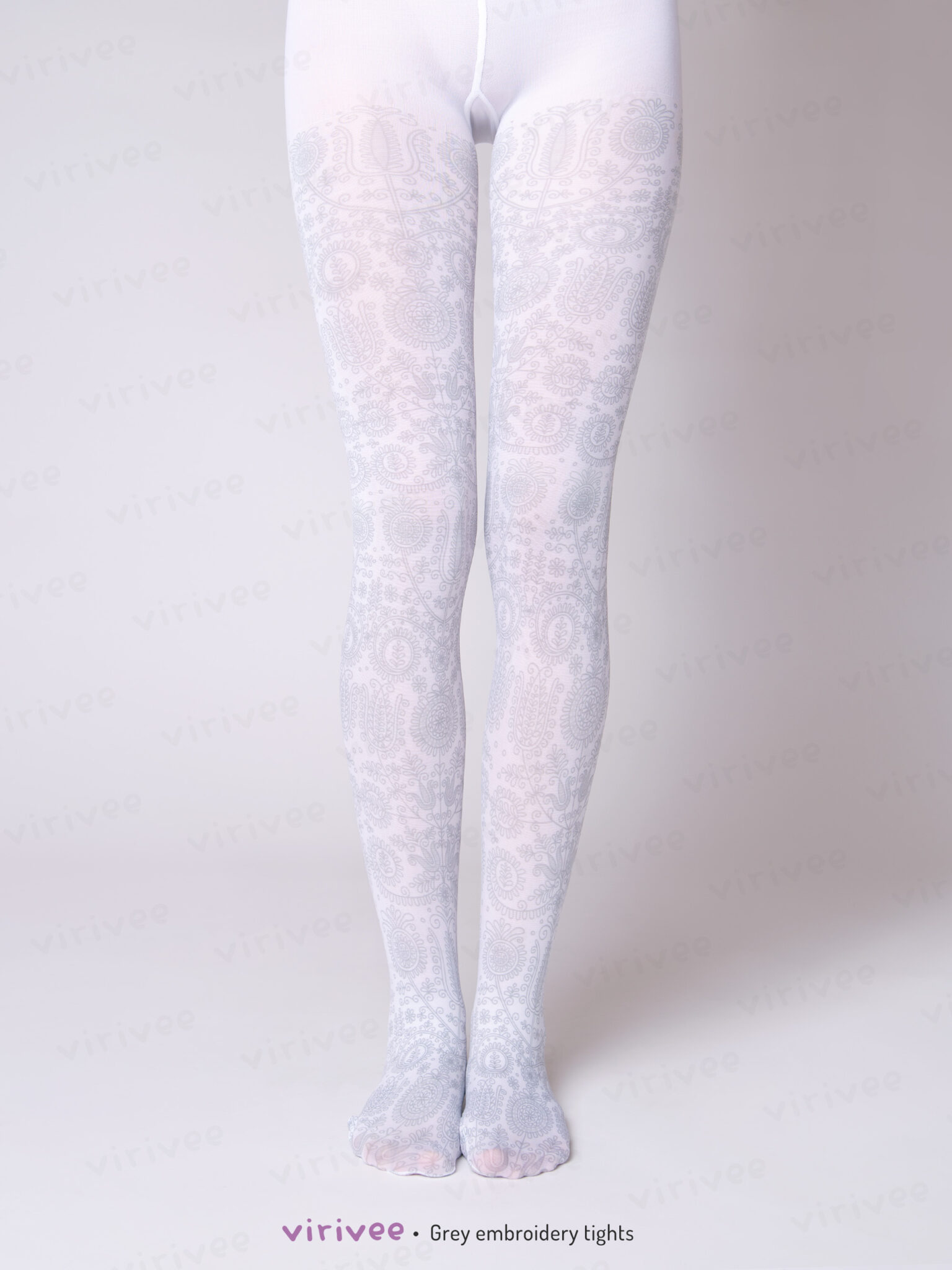 Grey embroidery tights – Virivee Tights Webshop – Unique tights ...